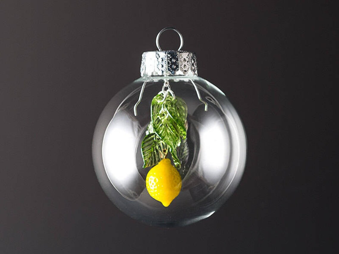 Glass Lemon Christmas Ornament silver or gold hand blown | Etsy