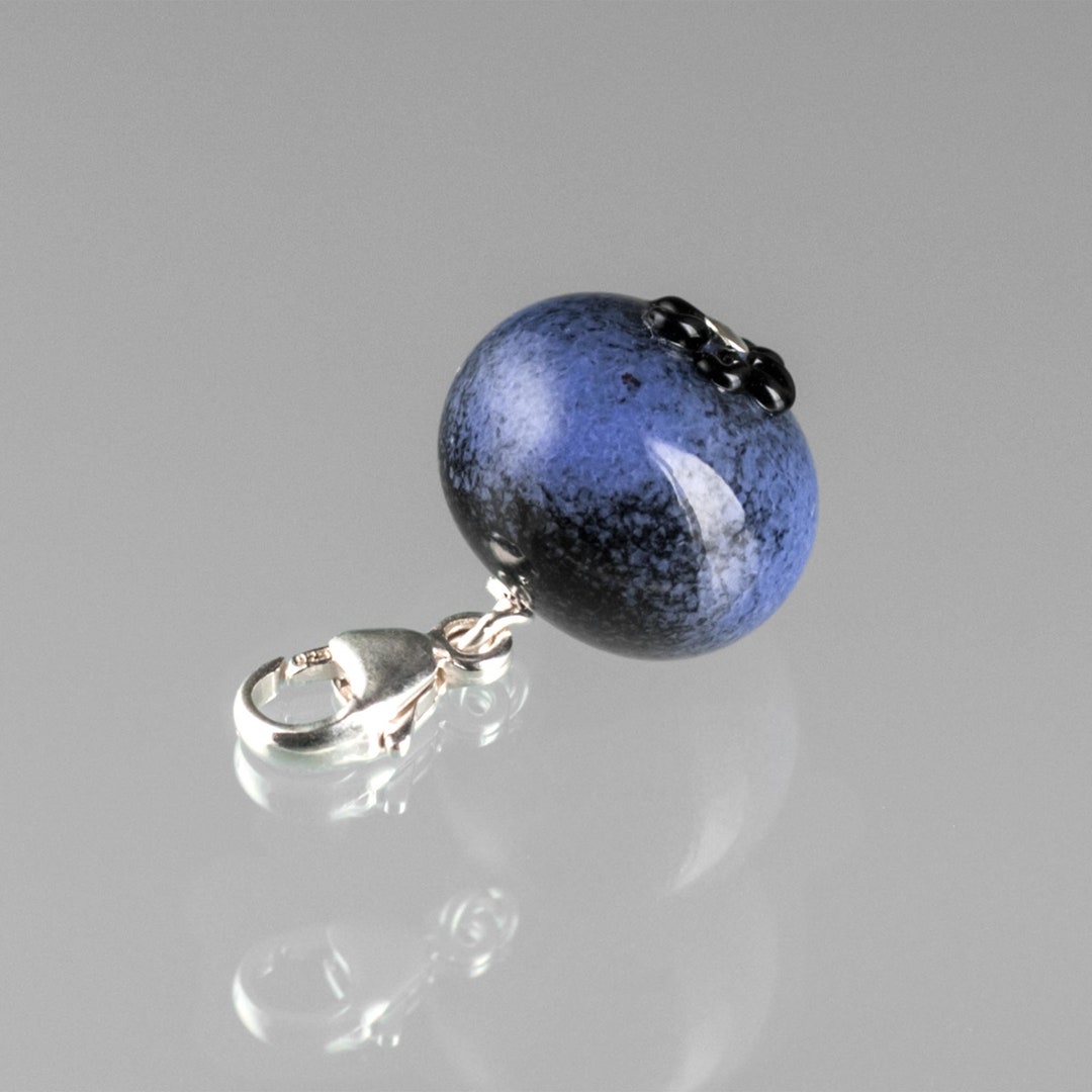 Glass Blueberry Charms, Glass Fruit Charm, Blueberry Jewelry ...