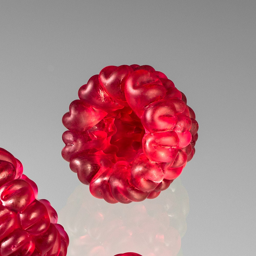 Hand Blown Glass Art, Glass Raspberry, Sculptures & Figurines, Fake ...