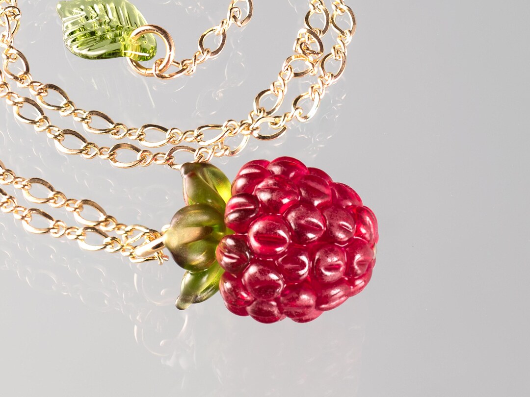 Raspberry Necklace, Raspberry Pendant, Lampwork Beads Jewelry, Hand ...