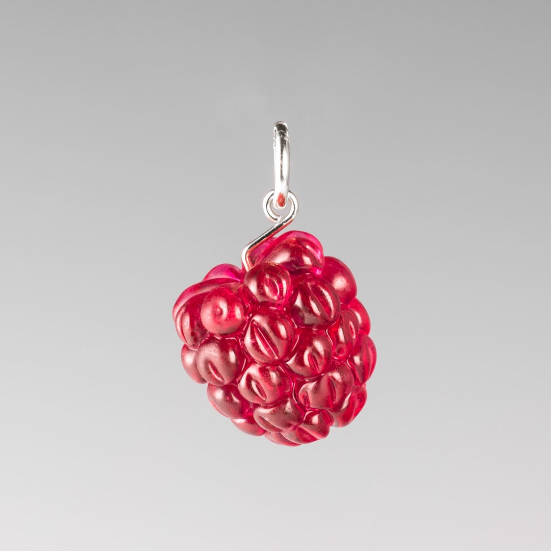 Raspberry Charm for Necklace, Hand Blown Glass Fruit Art, Glass Fruit ...