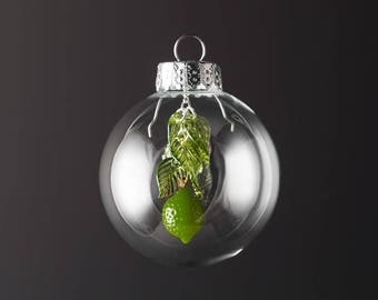 Hand Blown Glass Ornament: Raspberry and Five Leaves by | Etsy