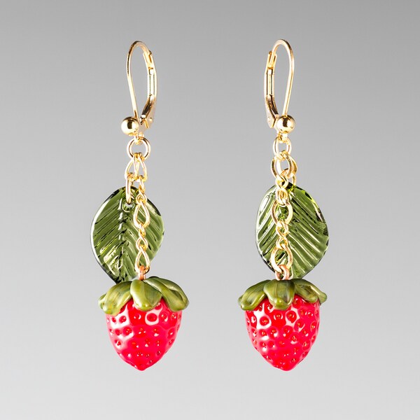 Strawberry Earrings - Etsy
