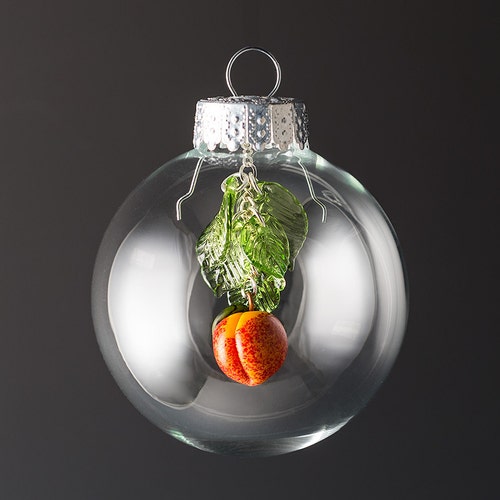 Hand Blown Glass Ornament: Raspberry and Five Leaves by - Etsy