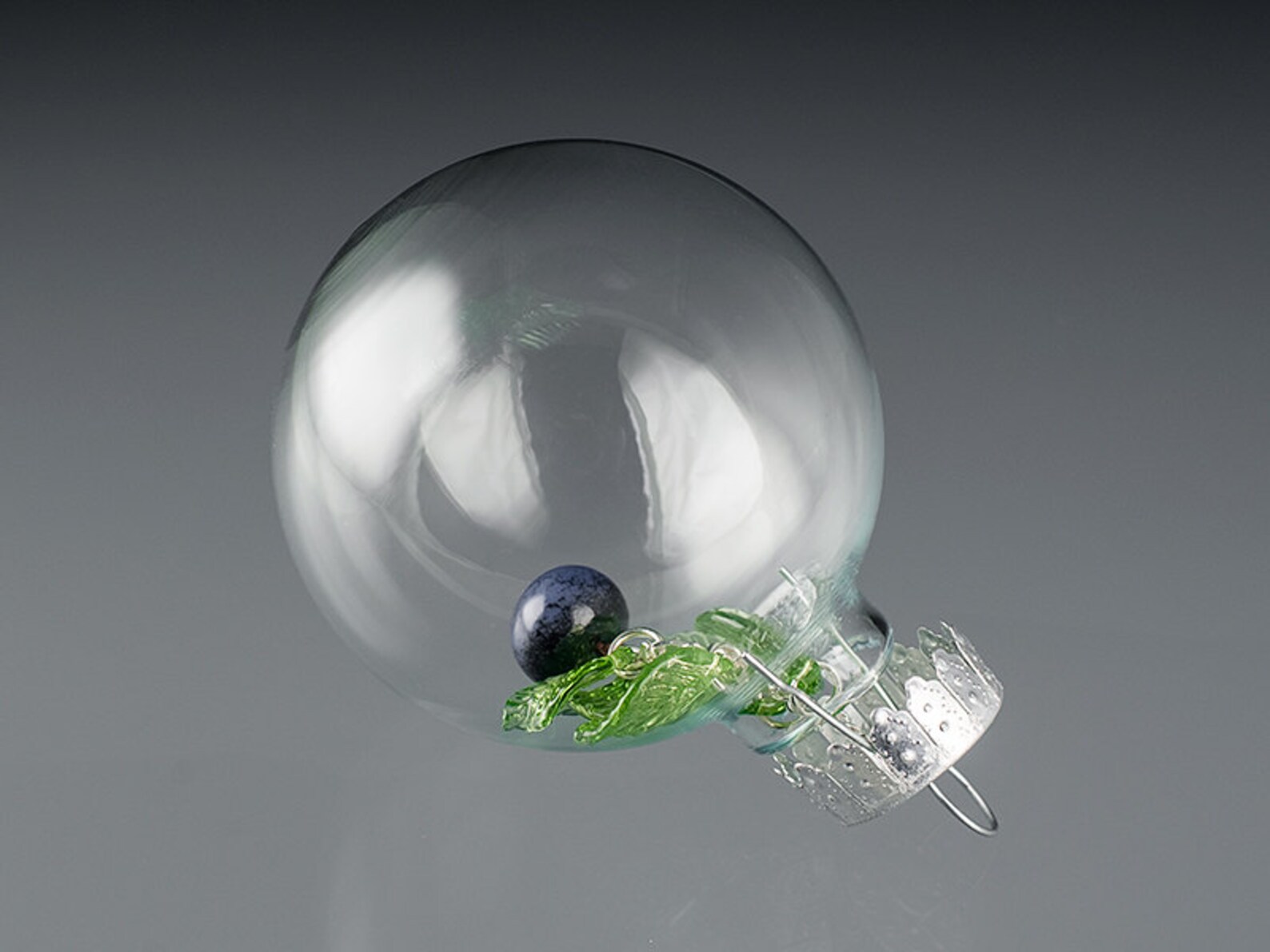 Hand Blown Glass Ornament: Raspberry and Five Leaves by | Etsy