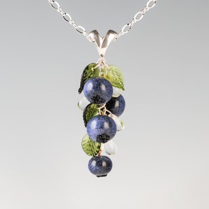 Blueberry Necklace, Glass Blueberry, Lampwork Beads, Glass Fruit ...