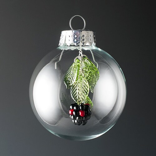 Hand Blown Glass Ornament: Raspberry and Five Leaves by - Etsy