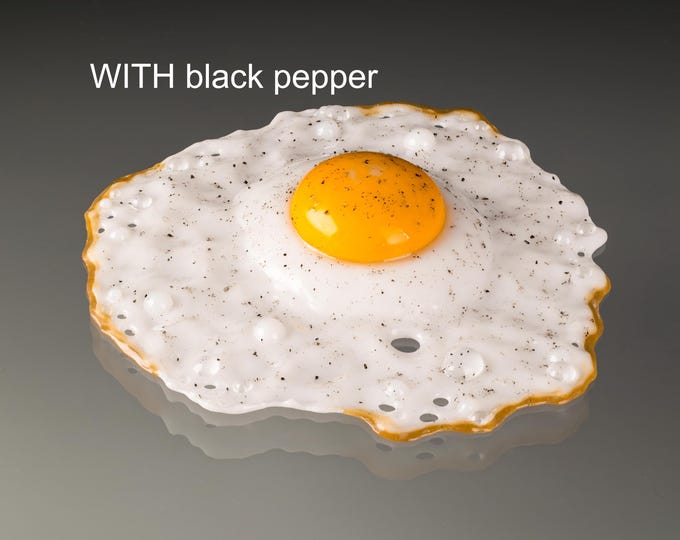 Hand Blown Glass Art, Glass Fried Egg, Fathers Day Gift, Fake Egg WITH ...