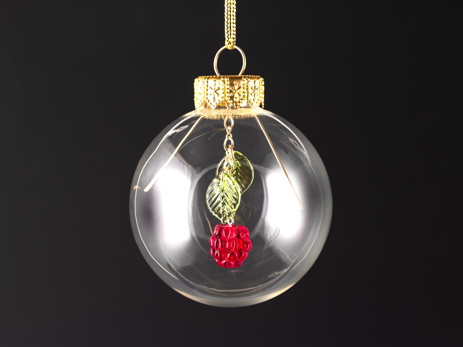 Hand Blown Glass Ornament: Raspberry and Five Leaves by - Etsy