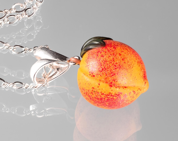 Big Peach Necklace, Georgia Peach Jewelry, Fruit Pendant Necklace, Food ...