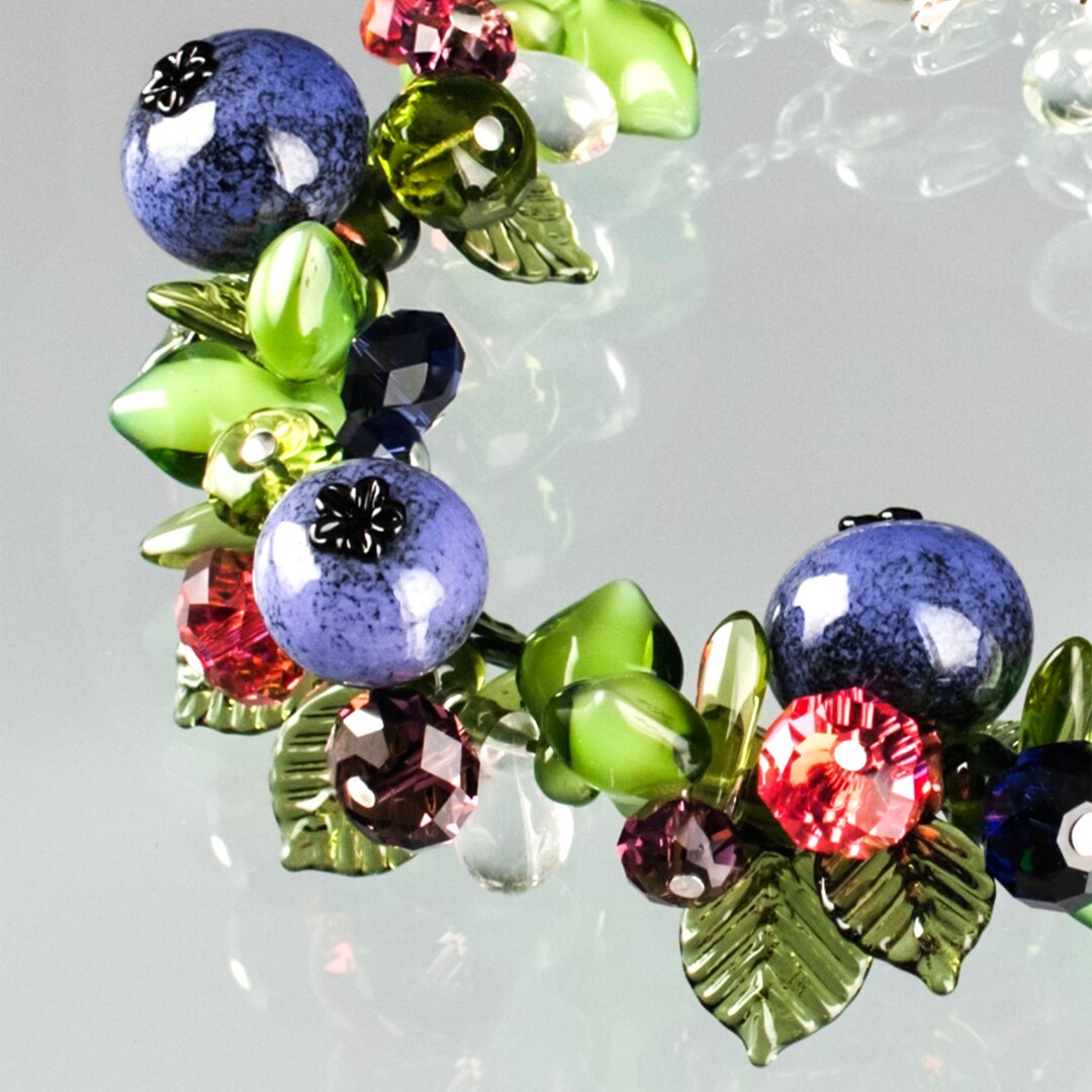 Blueberry Bracelet W 5 of MY OWN Hand Blown Glass Blueberries, Leaves ...
