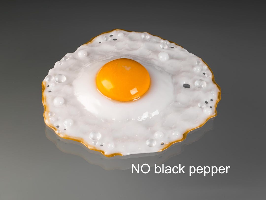 Fried Egg Glass Sculpture, Hand Blown Glass Art, Realistic Egg Art, Fun ...