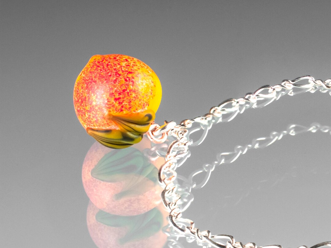 Peach Bracelet, Georgia Peach Jewelry, Blown Glass Fruit Bracelet, Food ...