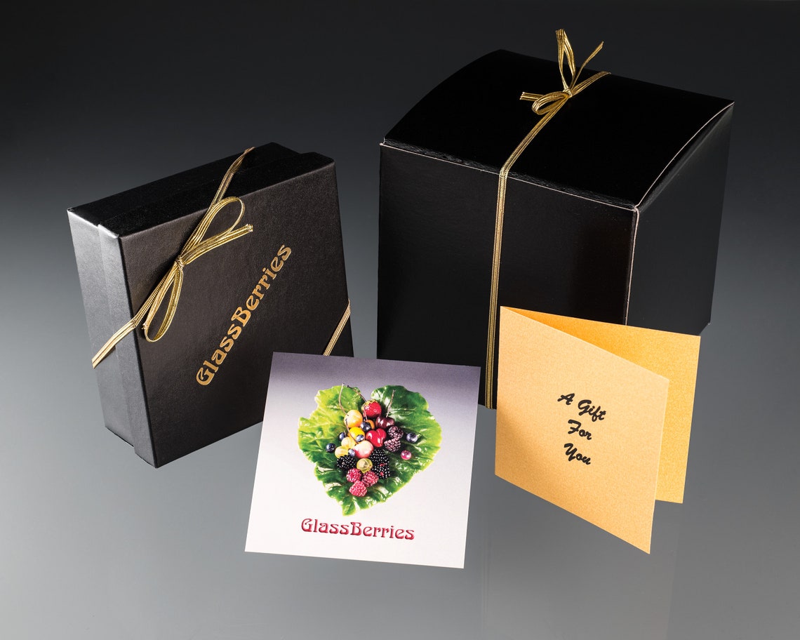 Hand Blown Glass Ornament: Raspberry and Five Leaves by - Etsy