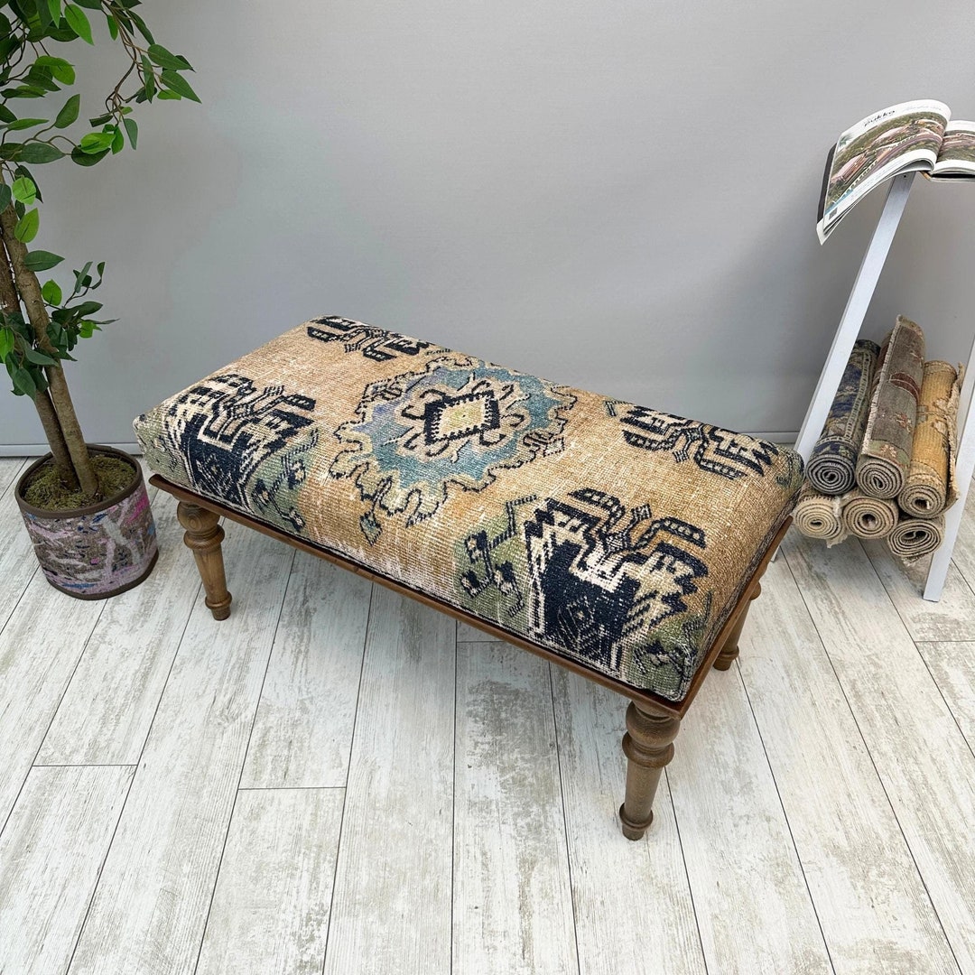 Boho Upholstered Ottoman Bench for Livingroom, Bedroom Bed End Bench ...