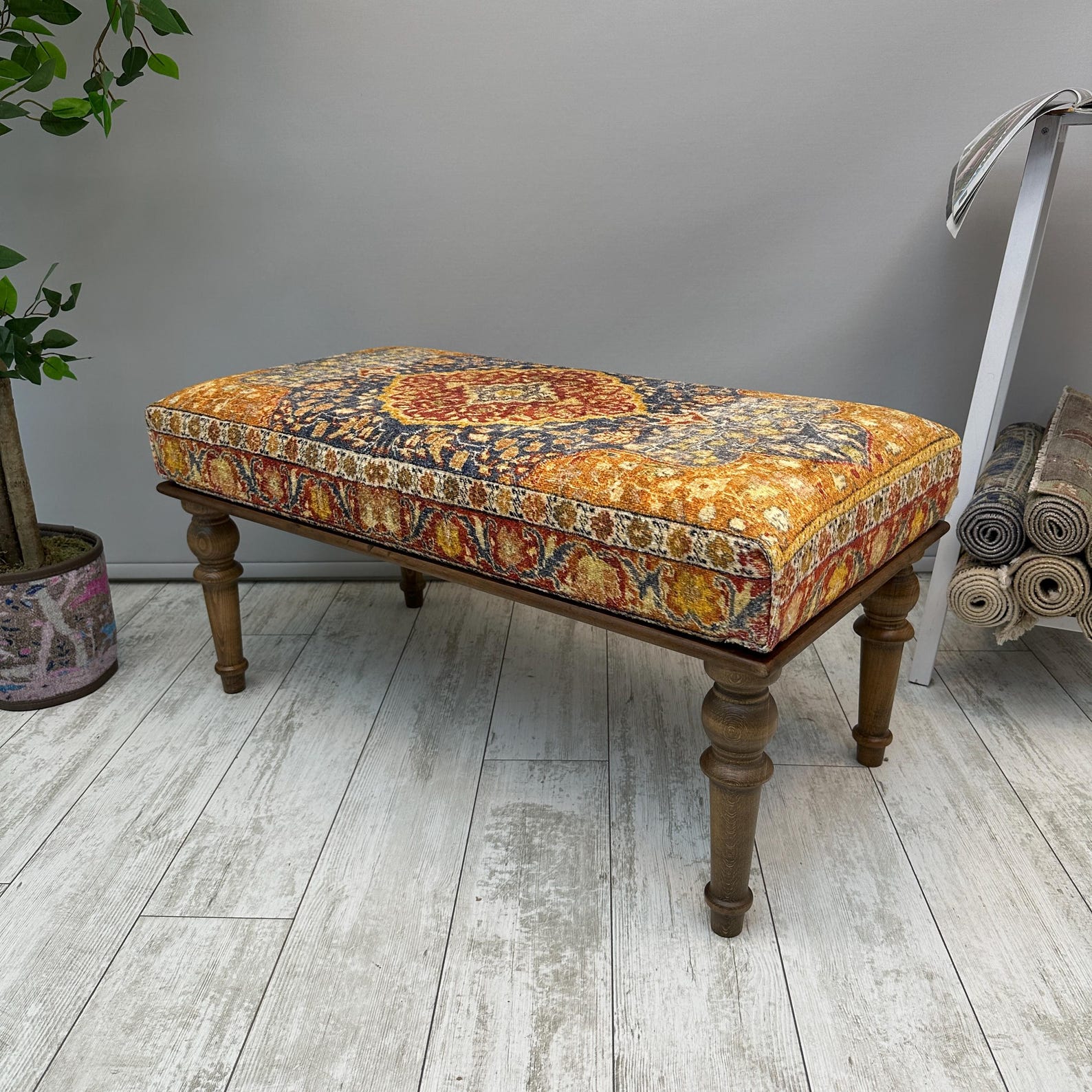Bohemian Ottoman Bench for Bedroom Bed End, Livingroom Bench 18x48 ...