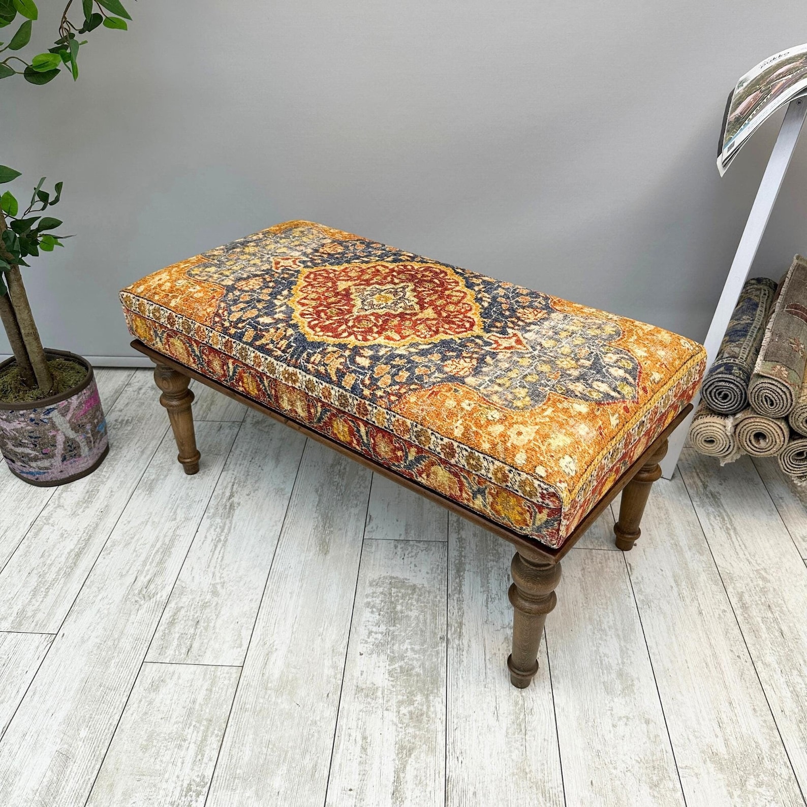 Bohemian Ottoman Bench for Bedroom Bed End, Livingroom Bench 18x48 ...