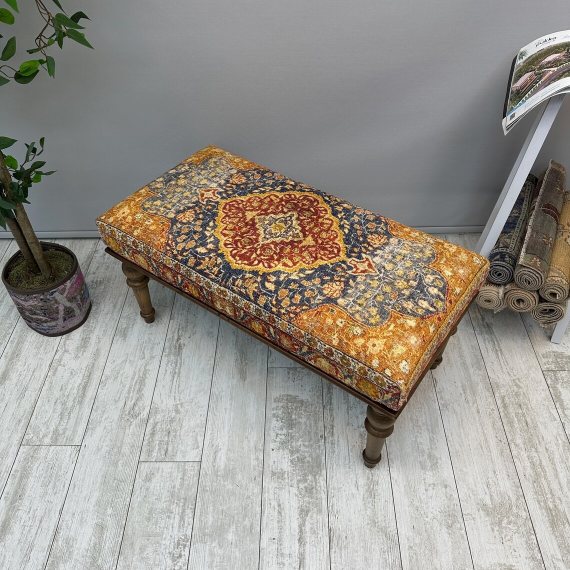 Bohemian Ottoman Bench for Bedroom Bed End, Livingroom Bench 18x48 ...