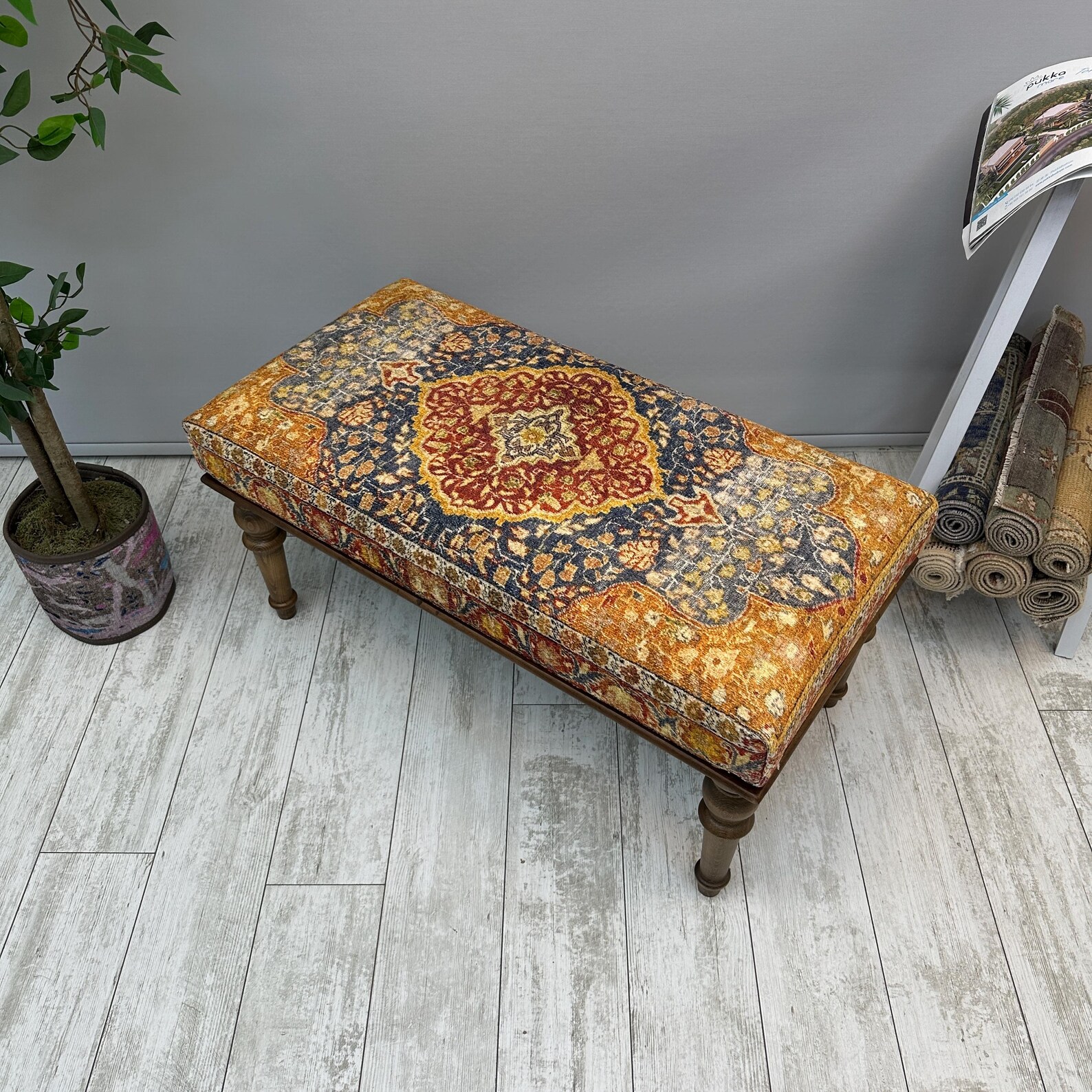 Bohemian Ottoman Bench for Bedroom Bed End, Livingroom Bench 18x48 ...
