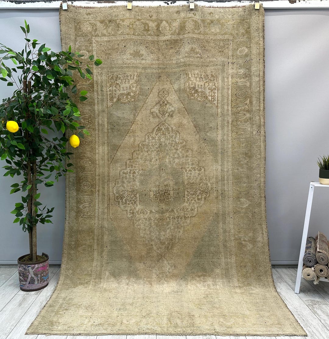 Faded Green Rug, 5x8 Vintage Area Rug, Bohemian Rug, Livingroom Rug ...