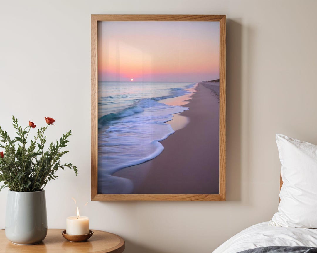Beach Sunset Wall Art, Coastal Ocean Print, Seaside Decor, Beach Wave ...