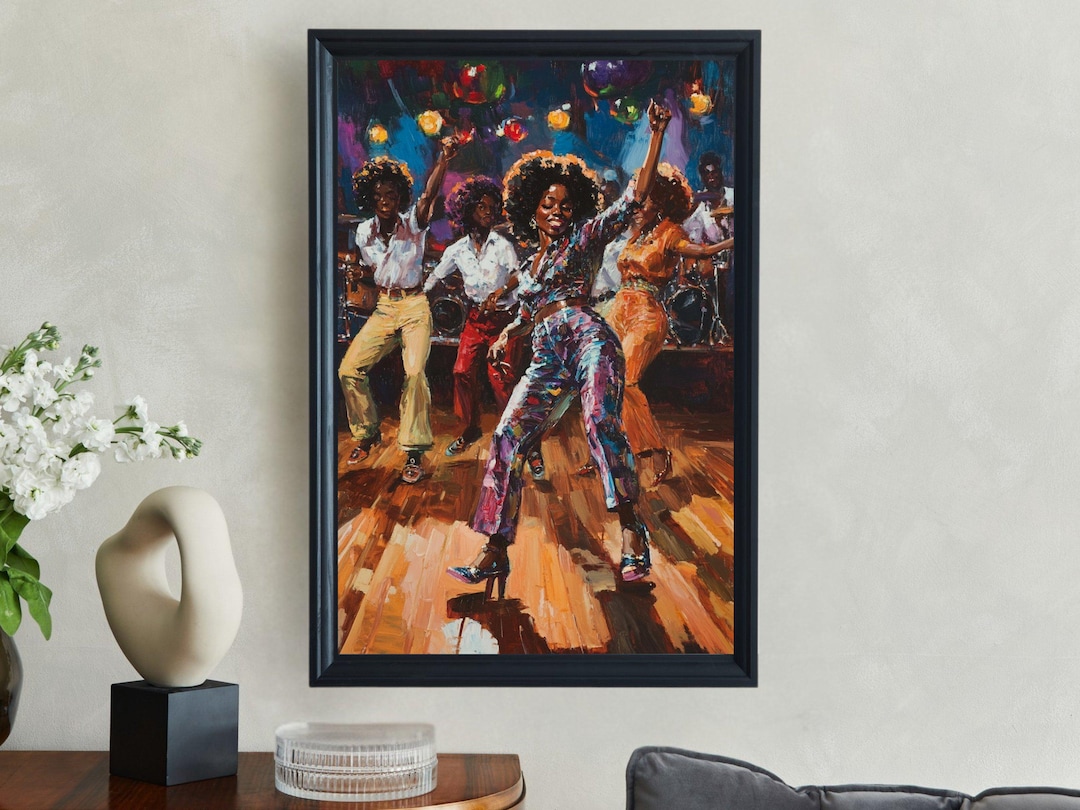 Retro Disco Dance Party Wall Art, Vintage 70s Dance Scene Print, Funky ...