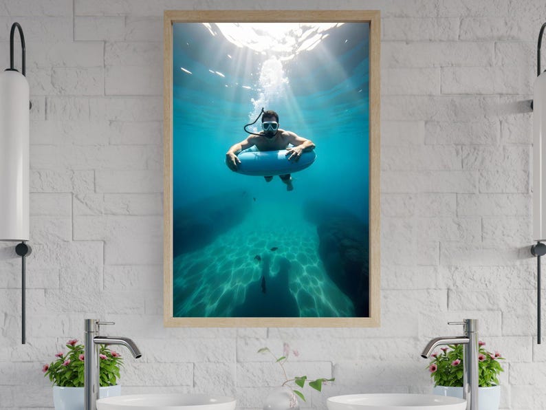 Underwater Diver Wall Art, Ocean Adventure Photography, Scuba Diving ...