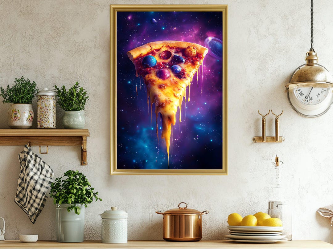 Pizza Galaxy Wall Art, Cosmic Pizza Print, Outer Space Pizza Decor ...