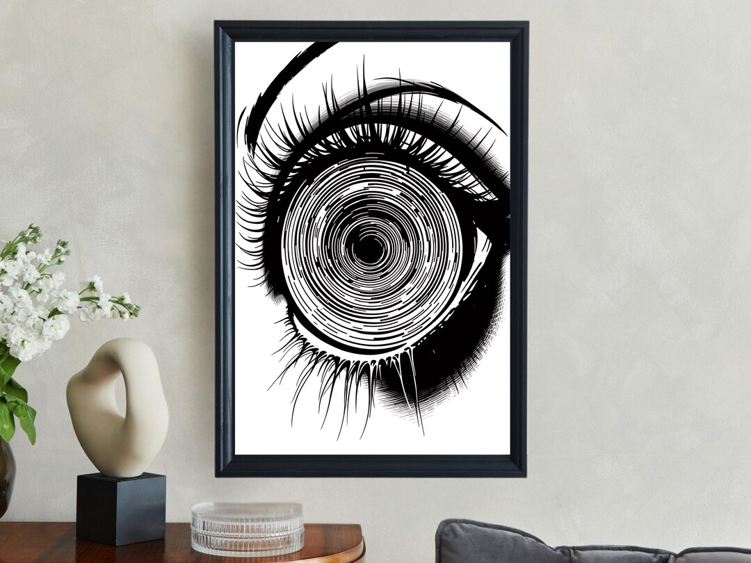 Hypnotic Eye Wall Art Print Abstract Black and White Eye Drawing Home ...