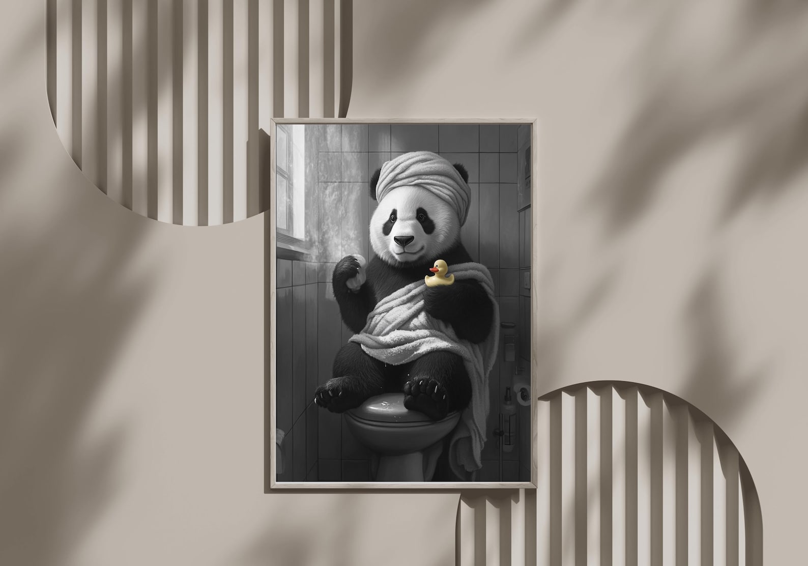 Cute Panda Bathroom Art, Black and White Panda Print, Fun Animal Wall ...