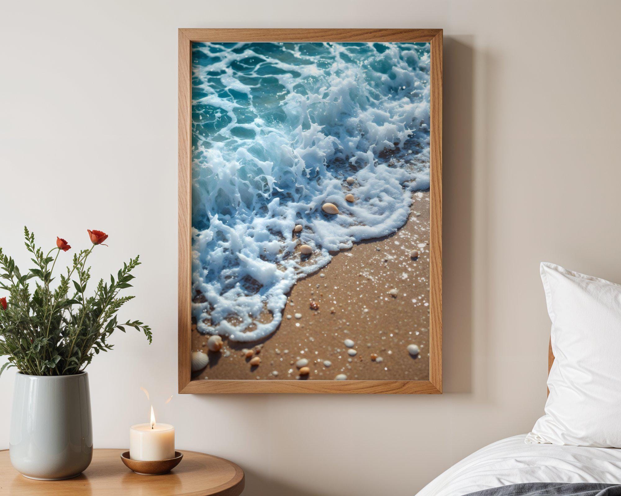 Coastal Ocean Waves Shoreline Beach Scenery Wall Art, Coastal ...