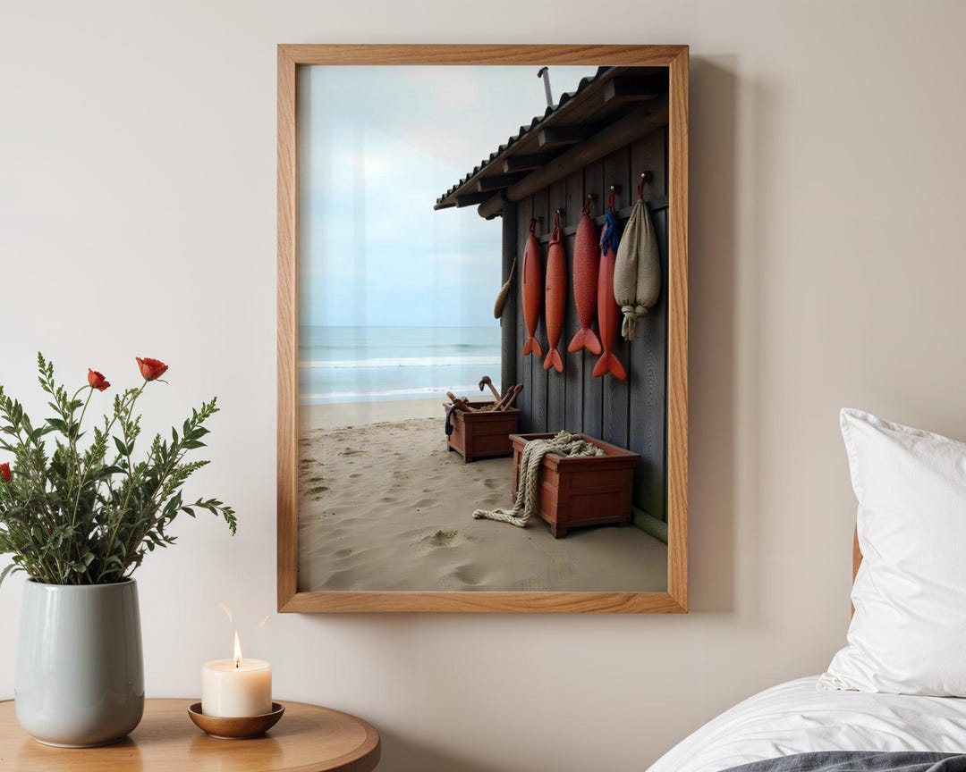 Coastal Fishing Decor, Rustic Beach Wall Art, Nautical Fishing Shack ...