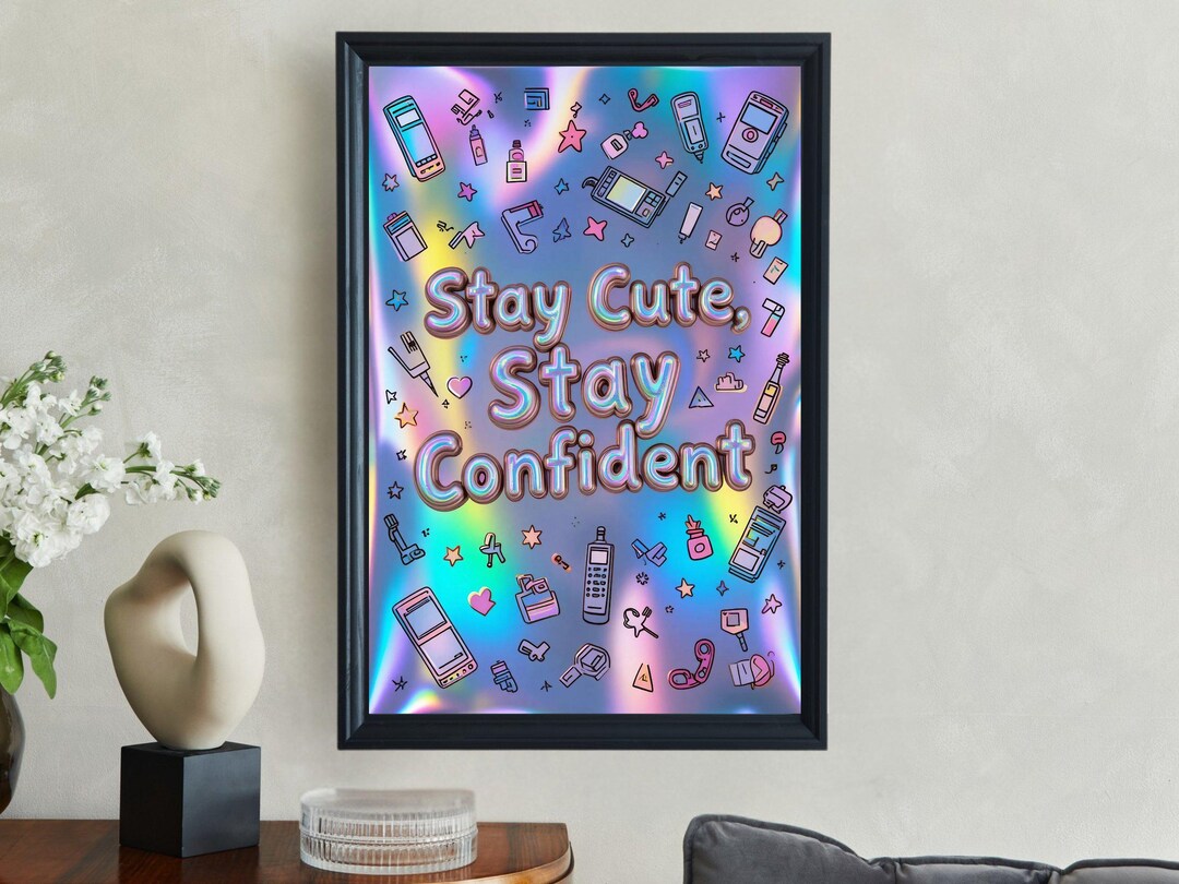 Stay Cute Stay Confident Digital Wall Art, Inspirational Poster ...