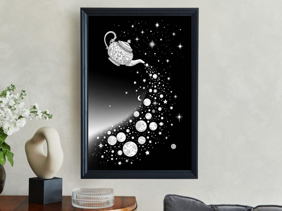 Celestial Teapot Wall Art, Galaxy Stars and Planets, Astronomy Themed ...