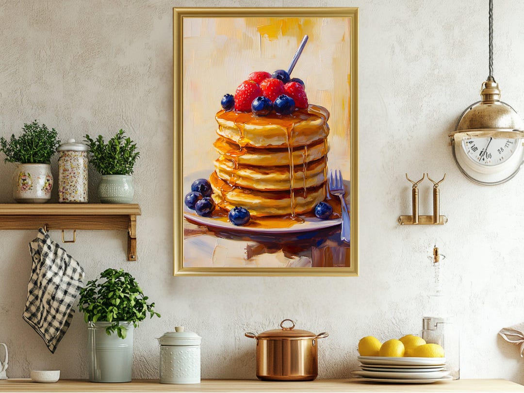 Pancake Stack Wall Art, Kitchen Decor Pancake Art, Breakfast Food ...