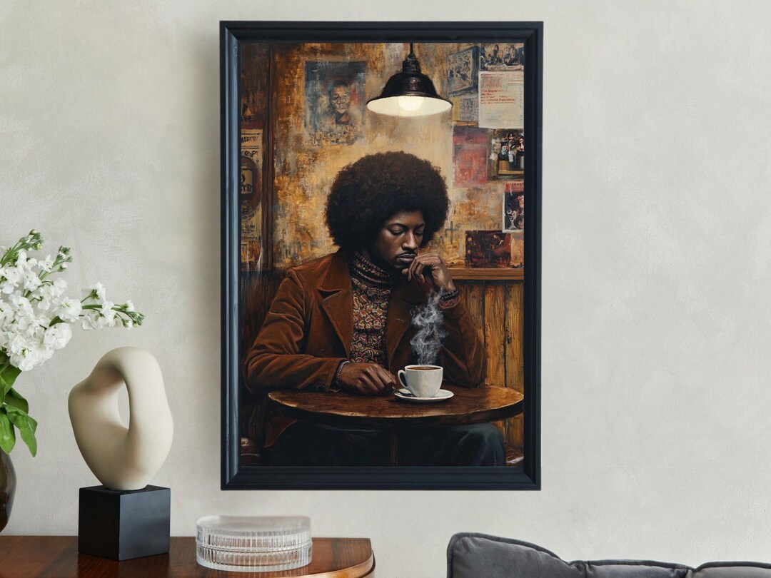 Retro Coffee Shop Wall Art, Afro Inspired Art Print, Vintage Cafe Decor ...