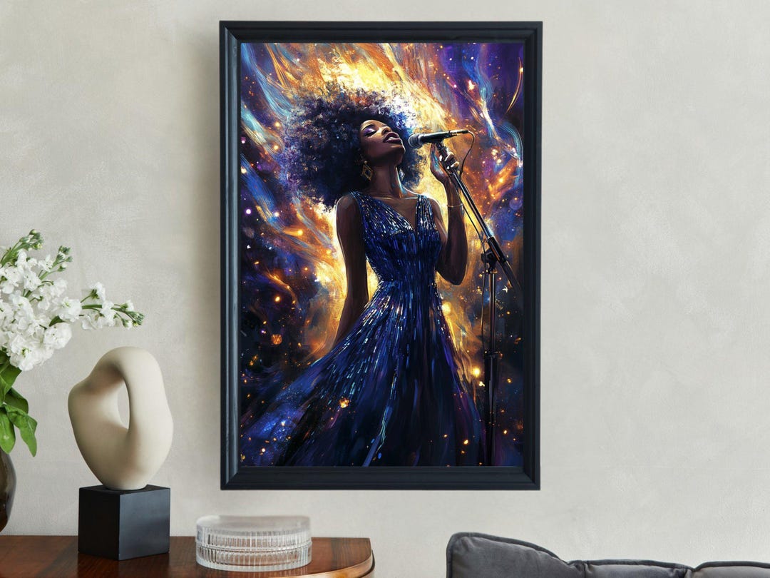 Enchanting Singer Wall Art, Vibrant Concert Artwork, Soulful Performer ...