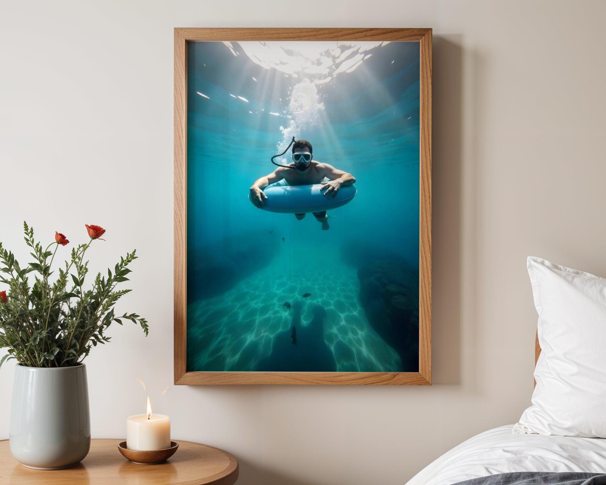 Underwater Diver Wall Art, Ocean Adventure Photography, Scuba Diving ...