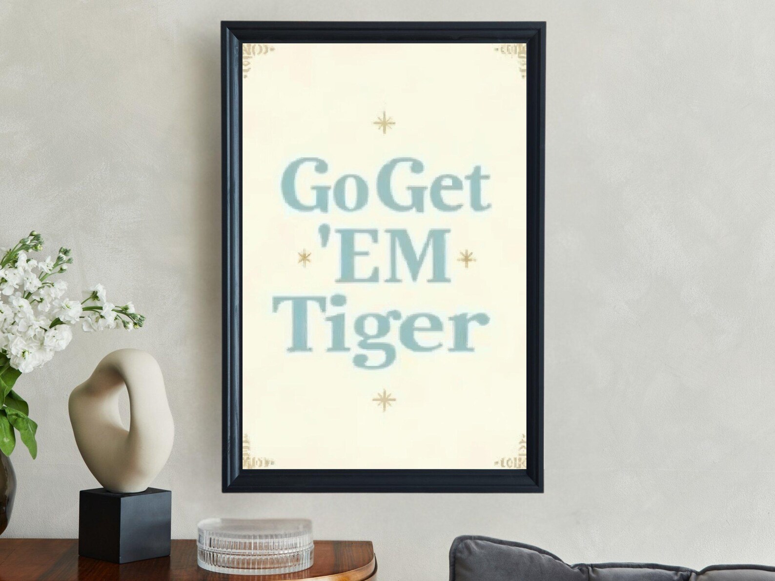 Go Get Em Tiger Wall Art, Motivational Preppy Wall Art, Inspirational ...