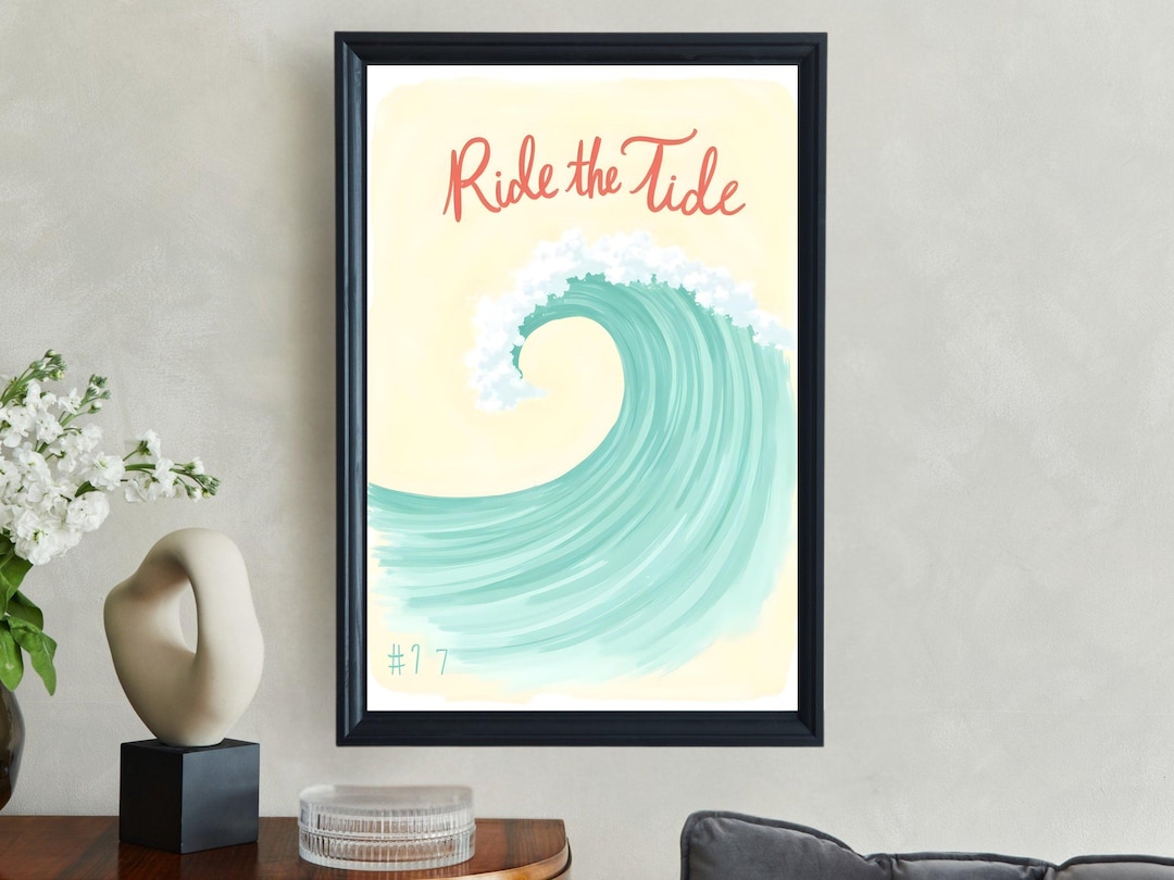 Ride the Tide Wall Art, Preppy Wall Art Motivational Coastal ,decor ...