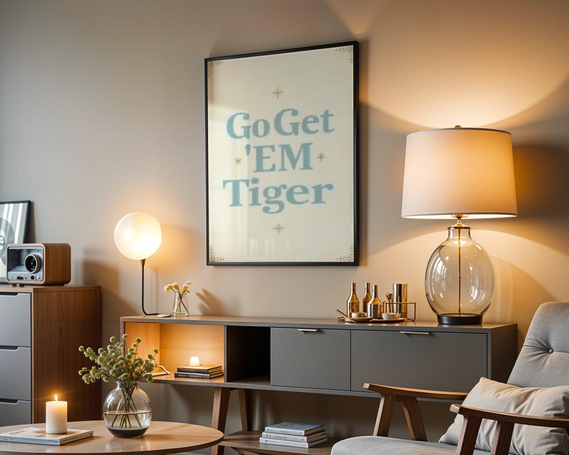 Go Get Em Tiger Wall Art, Motivational Preppy Wall Art, Inspirational ...