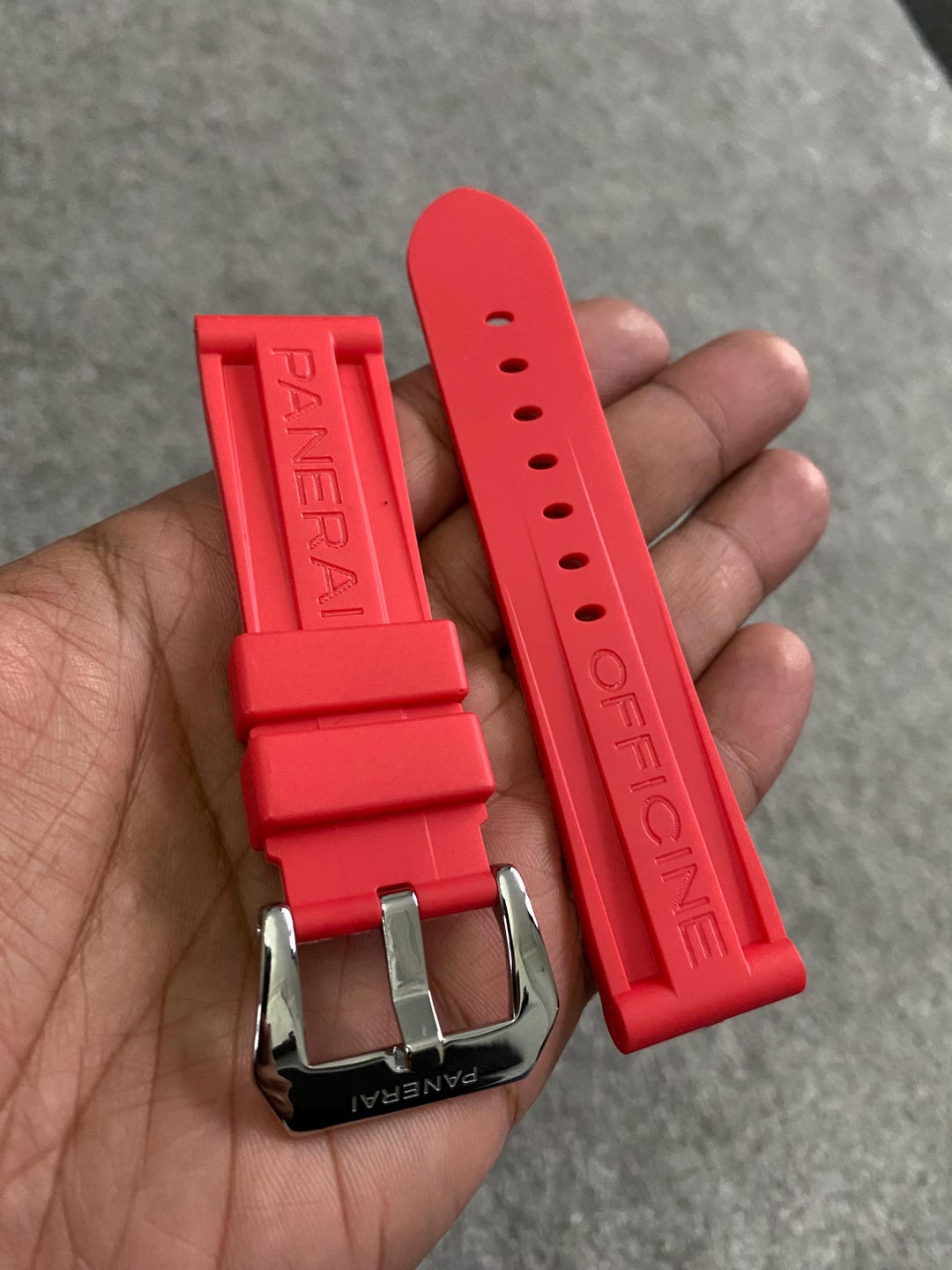 Red Rubber Watch Straps With Stainless Buckle Suitable for Panerai ...