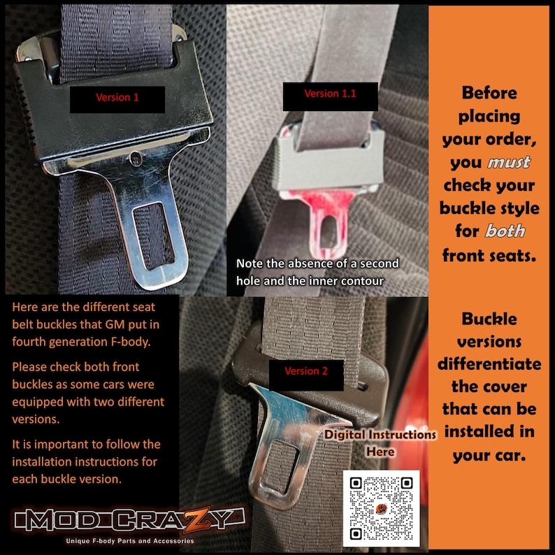 F-body Buckle Fix Cover Camaro Firebird 93 - 02 Fit for Certain Buckles ...