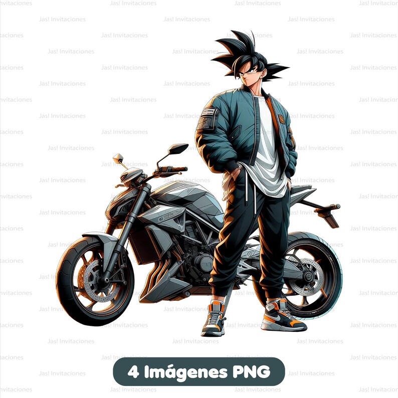 Goku En Moto | Dragon Ball Z | Goku PNG | Clipart Goku | Biker Goku ...