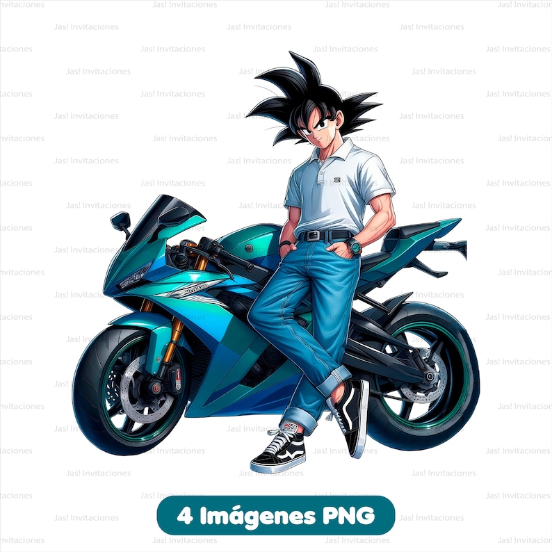 Goku En Moto | Dragon Ball Z | Goku PNG | Clipart Goku | Biker Goku ...