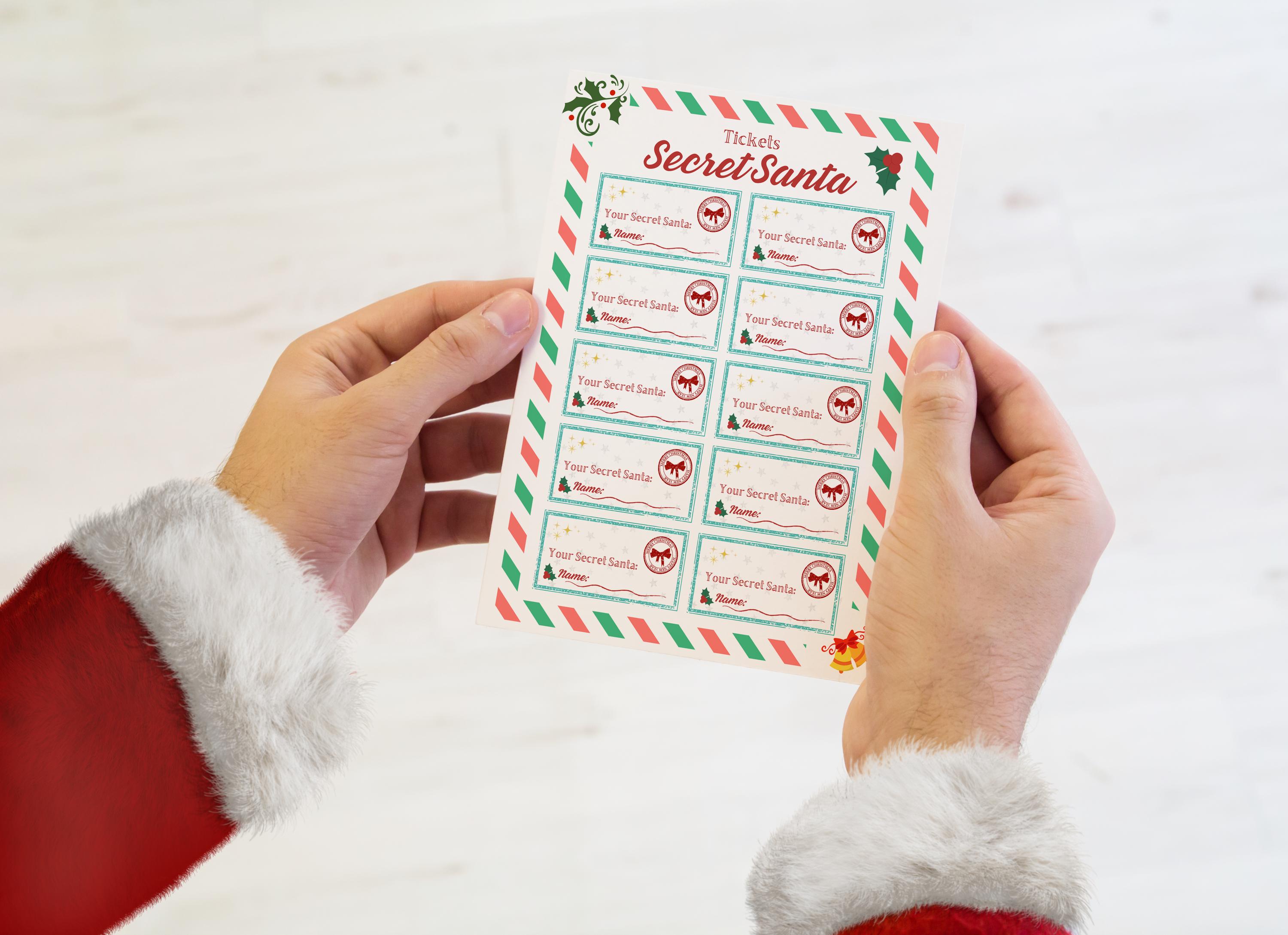 Printable Secret Santa Questionnaire, Survey Sheet, Tickets, and Gift ...