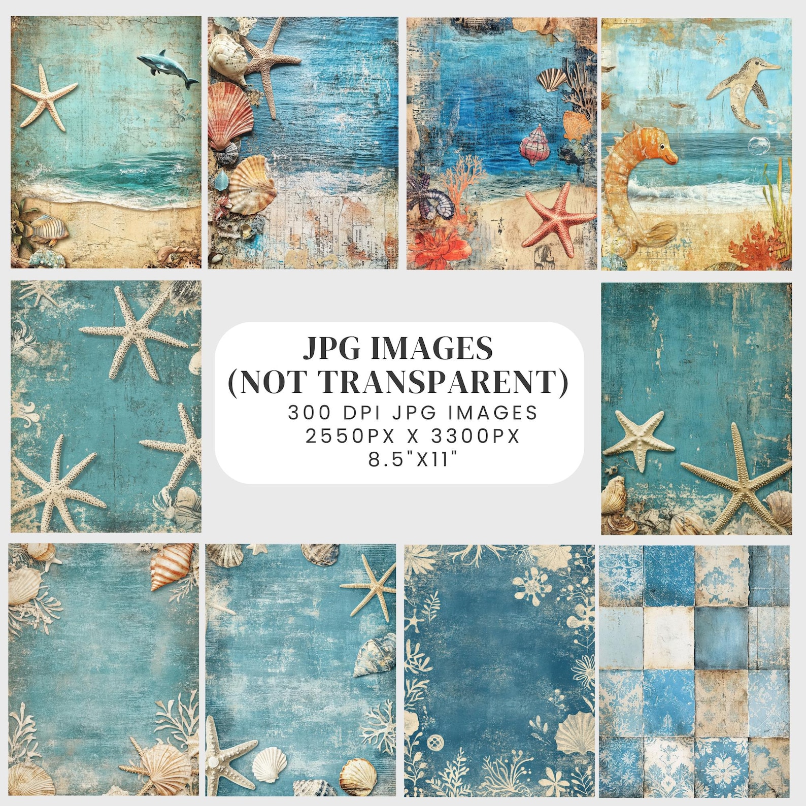 Seaside Junk Journal Pages: Coastal Ephemera, Beach Backgrounds (JPG ...