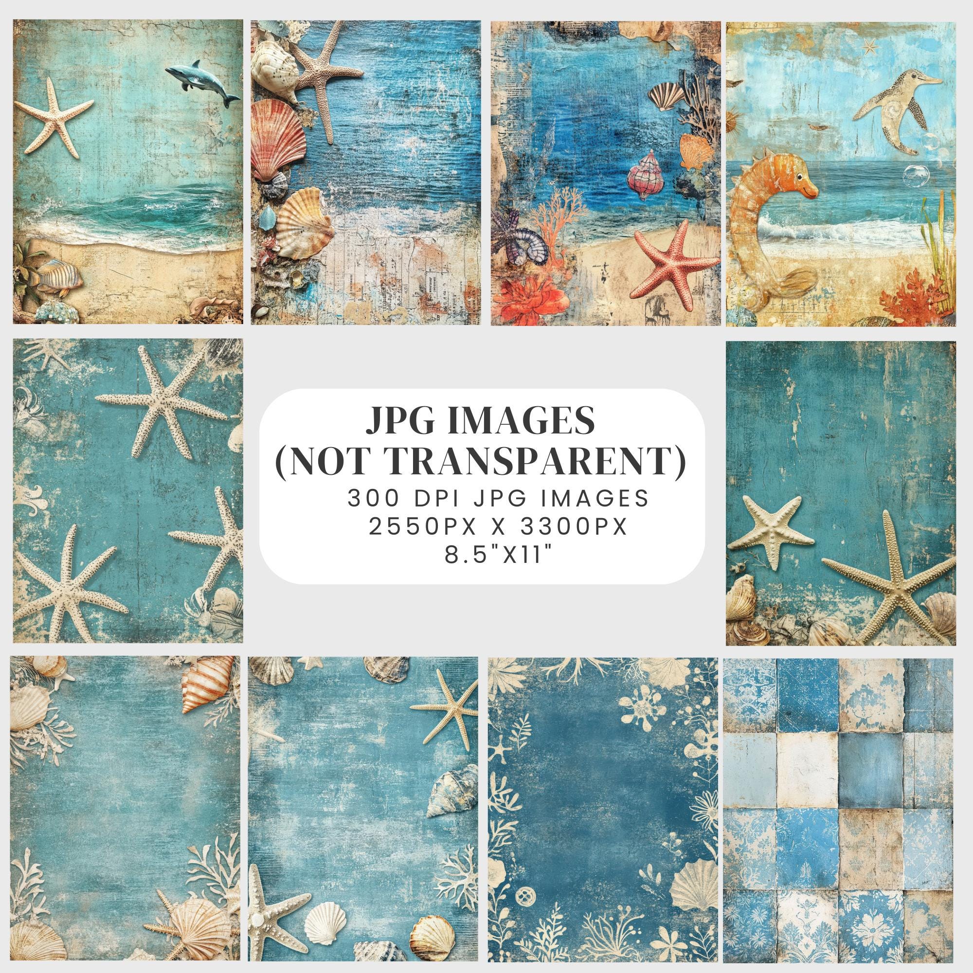 Seaside Junk Journal Pages: Coastal Ephemera, Beach Backgrounds (JPG ...