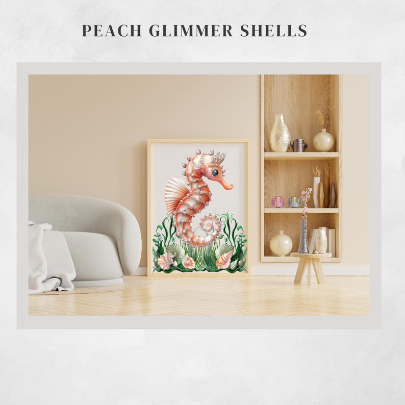 Seashell Clipart, Peach Sparkle Shells, Pearls, Sea Life, Plants, 300 ...