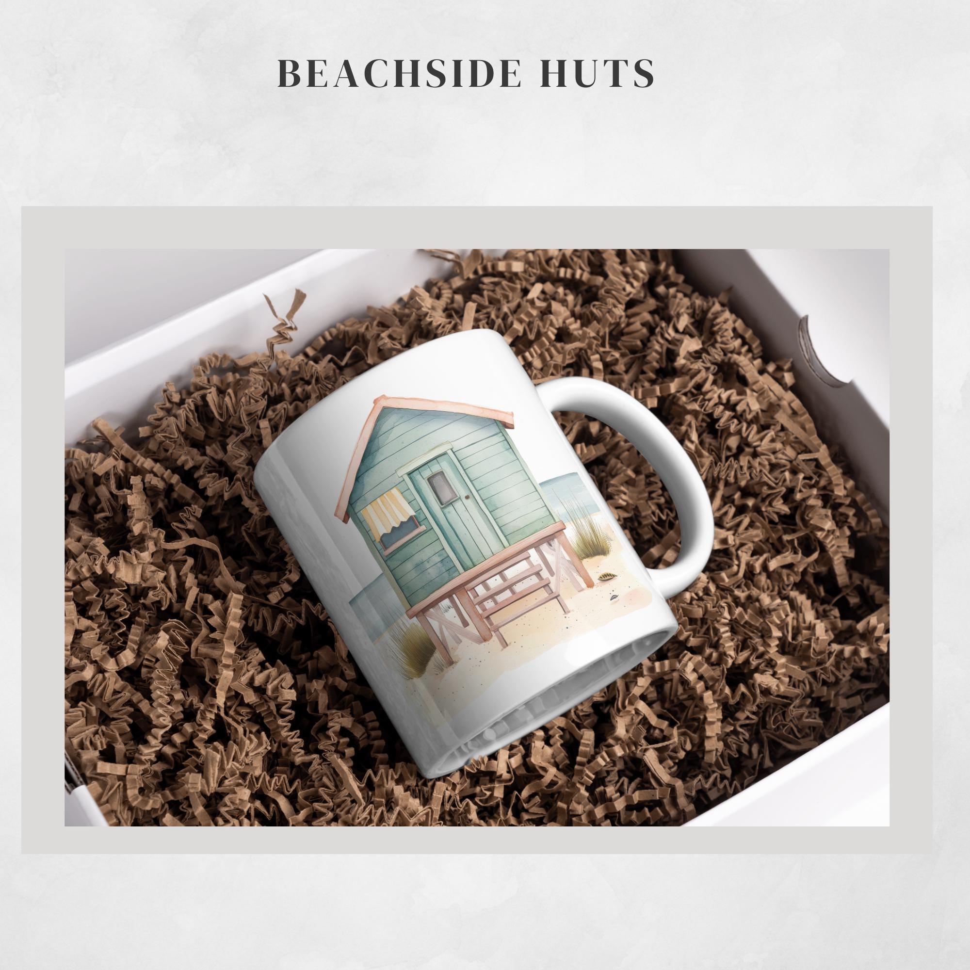 Beach Hut Clipart, Watercolour Images, Seaside Beach Huts, 300 DPI ...